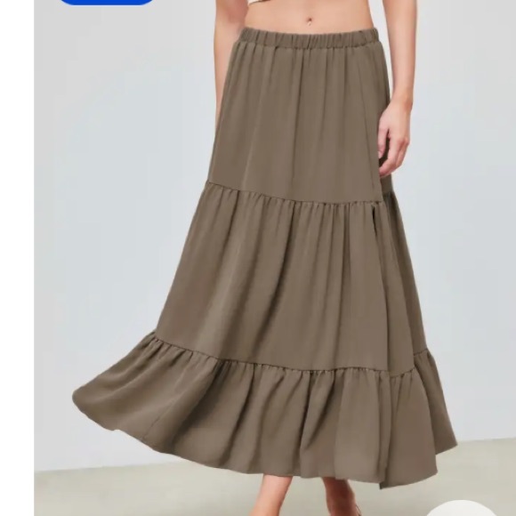 Cider | Skirts | Nwt Cider Brown Elastic Waist Ruffle Hem Tiered Maxi ...